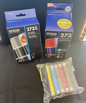 Lot • 6 Genuine Epson 273XL Black 273 Color Ink Cartridges Cyan Magenta ...