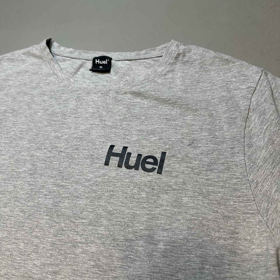 Huel T-Shirt Mens XL Gray Logo Short Sleeve Crew Neck Athletic Gym Tee ...