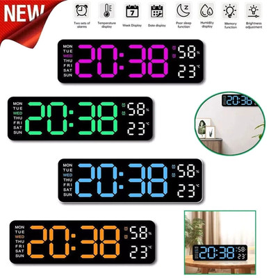 LED Digital Large Display Wall Desk Alarm Clock With Calendar ...