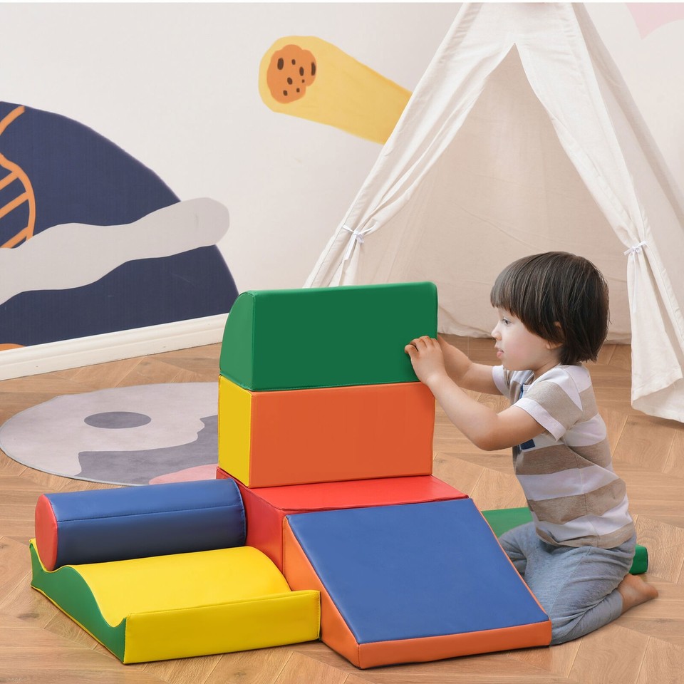 7 Piece Soft Play Blocks Toy Foam Building and Stacking Blocks for Kids ...