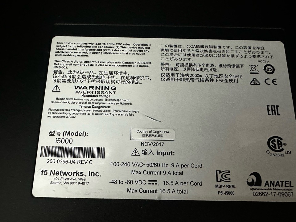 F5 Networks I5600/I5800 F5 BIG-IP I5000 Series 480GB SSD 200-0396-04 ...