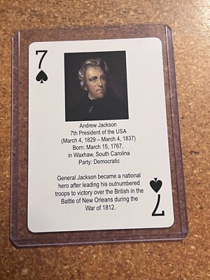 2011 Arcturus LLC The Presidents Playing Cards # 7 of Spades Andrew ...