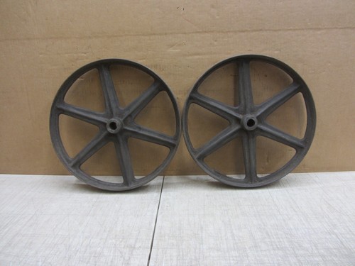 (2) VTG MATCHING INDUSTRIAL CART STEAMPUNK CAST IRON 15" HIT MISS ...