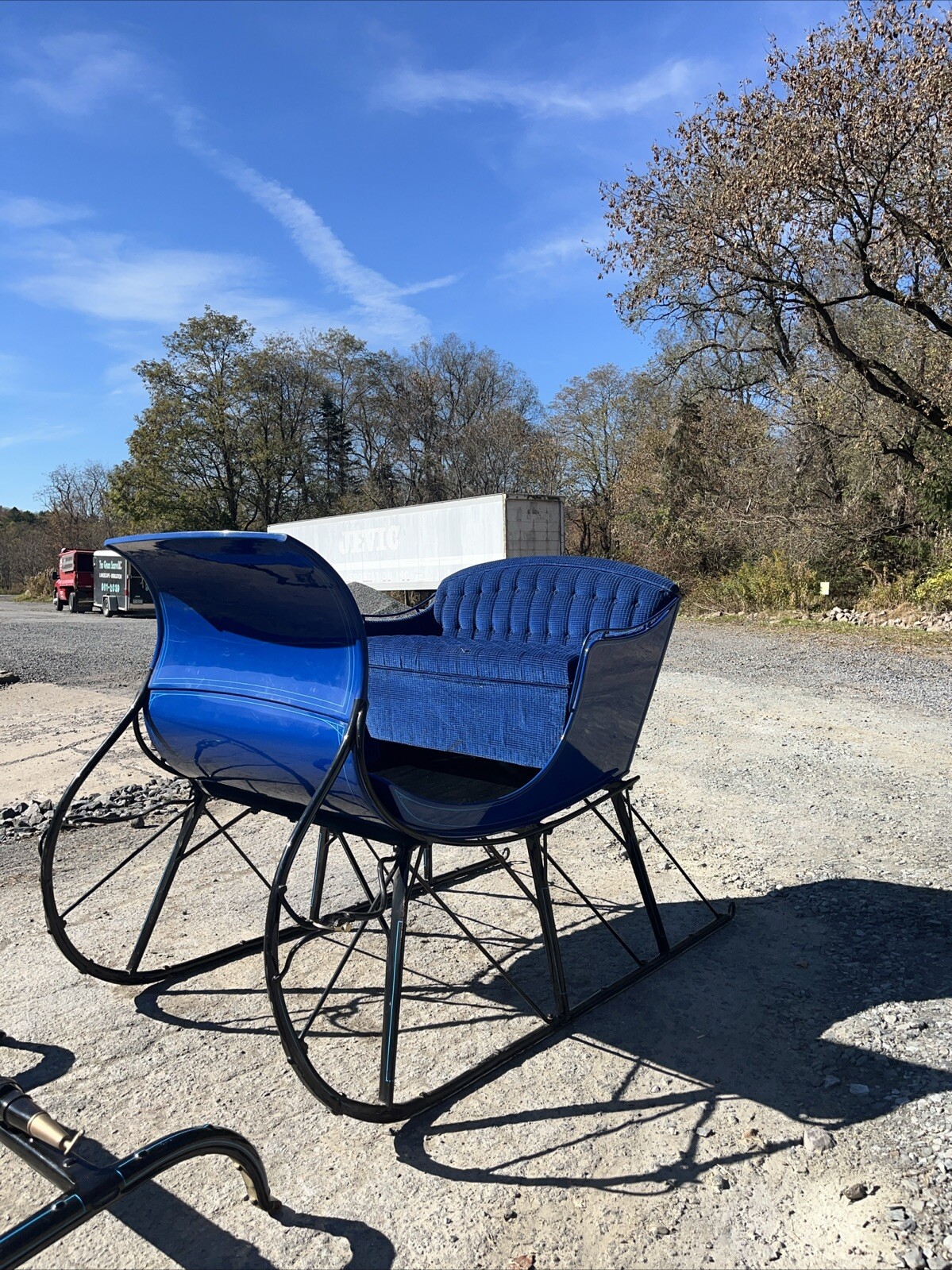 Antique Blue Restored Portland Cutter Sleigh With Shafts, Horse Drawn ...