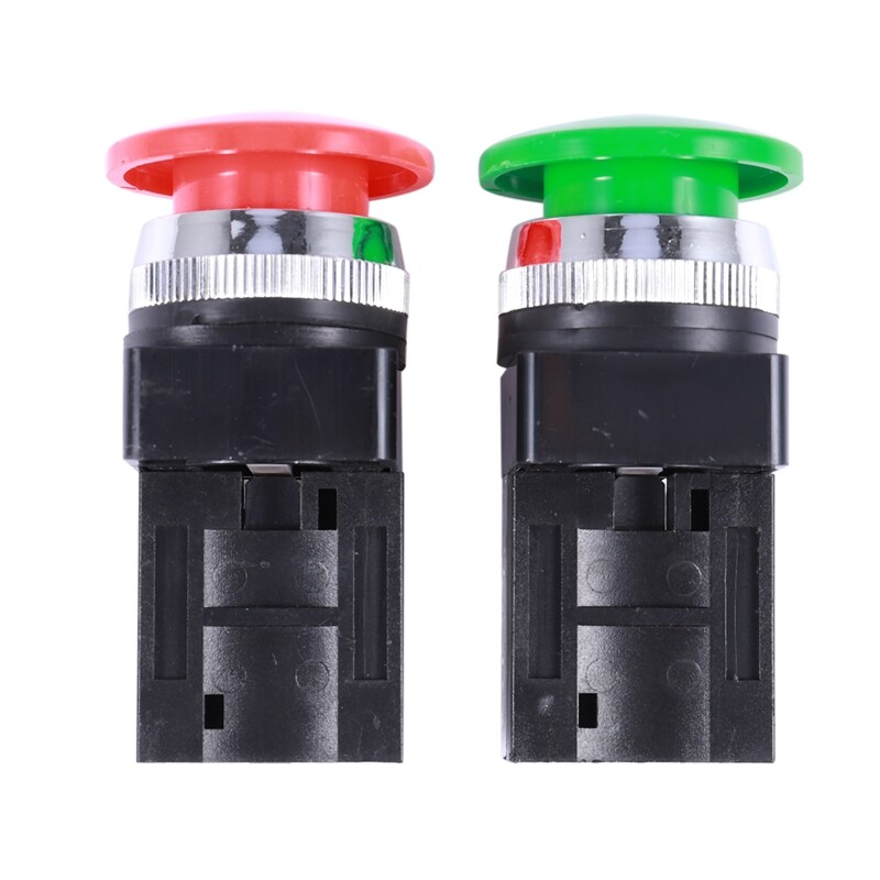 Red Green AC 250V 6A DPST Momentary Mushroom Head Push Button Switch ...