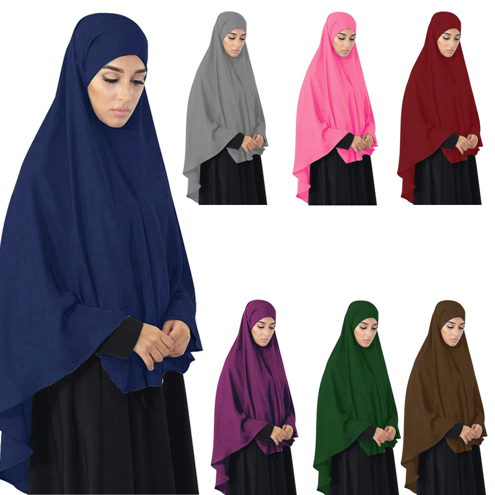 Khimar Long Hijab Muslim Women Overhead Prayer Niqab Burqa Islamic ...