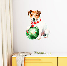 Christmas Jack Russell Terrier Wall Art Bedroom Laptop Decor Vinyl ...