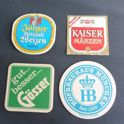 VINTAGE 80s GERMAN AUSTRIAN BEER LABELS COASTERS GOSSER HB KAISER RARE ...