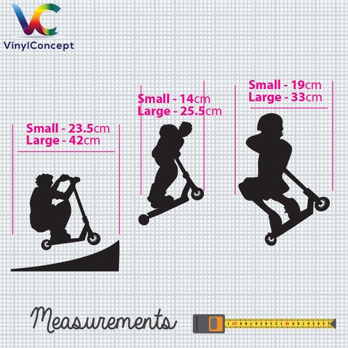 Stunt Scooter Ramp Jump Kids Children Street Ride DIY Wall Stickers ...