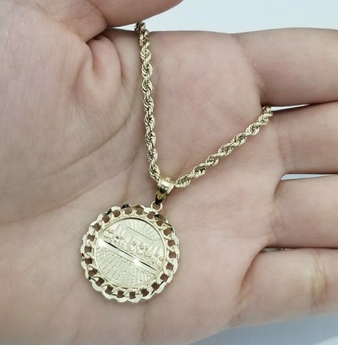 Sale 10K Yellow Gold Last Supper Jesus Rope Chain 20' Medallion Pendant ...