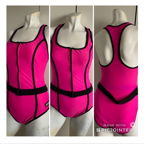 *VINTAGE* Speedo women’s size 14 pink zip up belted one piece swimsuit ...