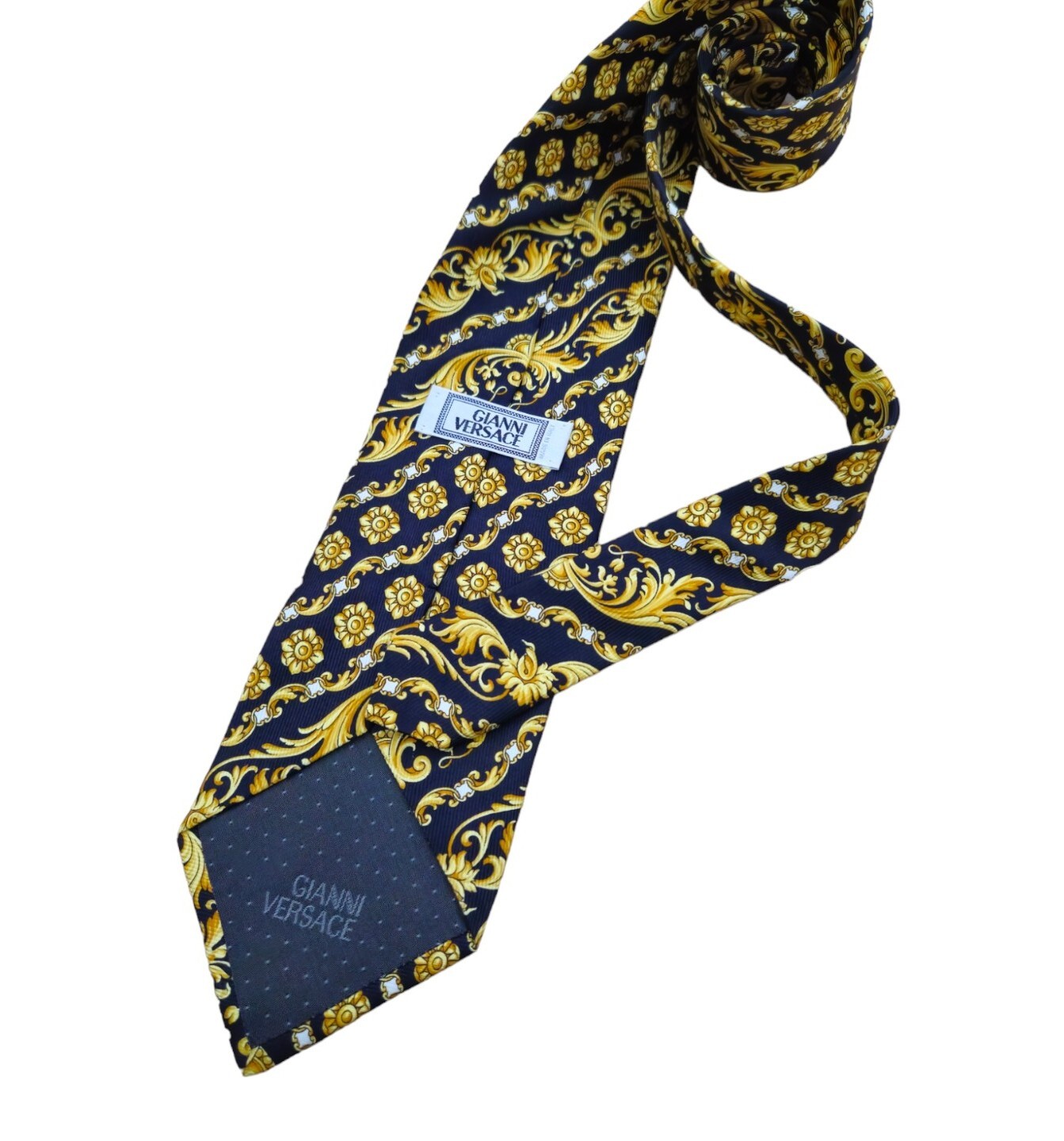 GIANNI VERSACE Black Baroque Silk Tie ITALY 58"/ 4" EC - Gem