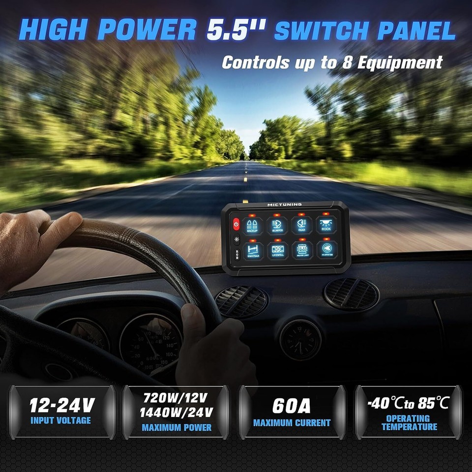 RGB 8 Gang Switch Panel Toggle Relay System Box for Truck SUV Offroad ...