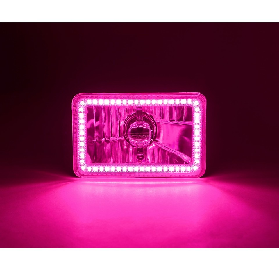 4X6 Pink SMD LED Halo Angel Eye Headlight Headlamp 60W Halogen Light ...