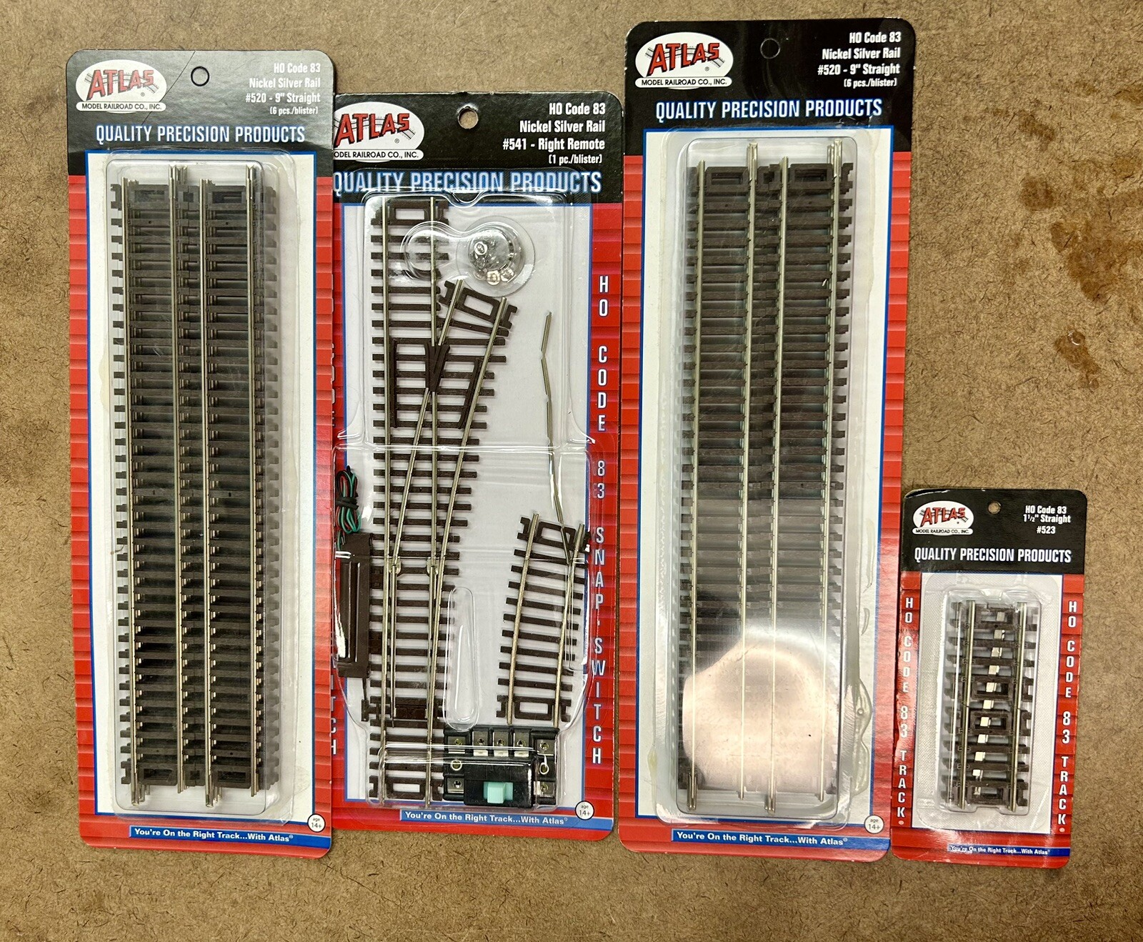 Atlas HO Scale #500 Code 83 Nickel Silver Track - Four (4) New Packages ...