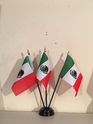 MEXICO TABLE FLAG SET of 3 flags and base | eBay UK
