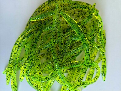 25 PK-6" FINESSE WORMS-"CHARTREUSE PEPPER" -HEAVY SALT & SCENT- BASS ...