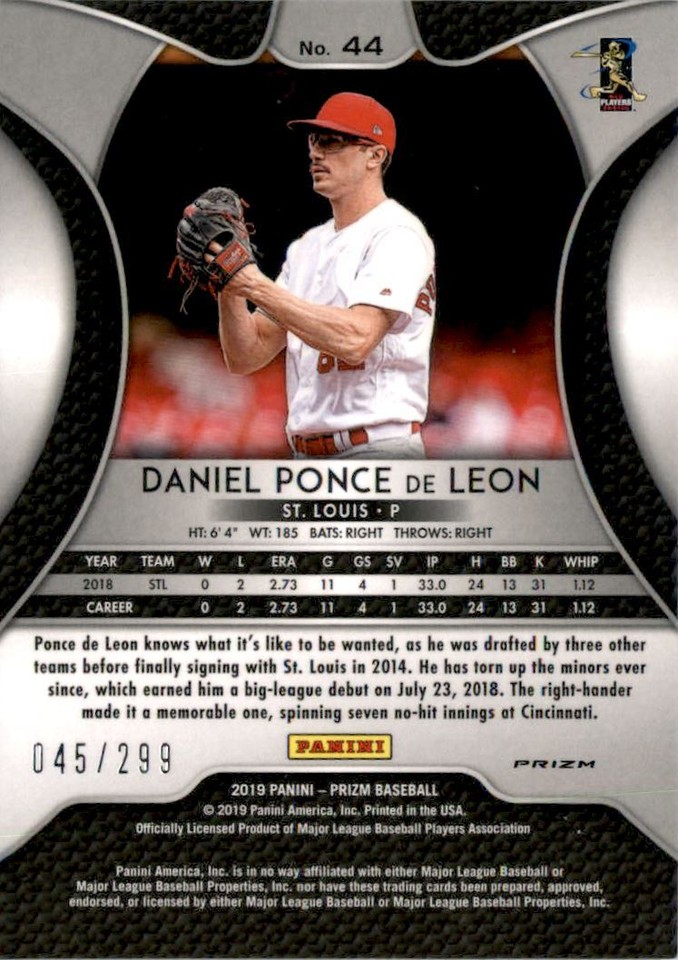 2019 Panini Prizm Prizms Red Mojo #44 Daniel Ponce de Leon /299 | eBay