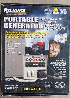 Reliance 30216BRK 6 Circuit 30 Amp Generator Standby Power Transfer ...