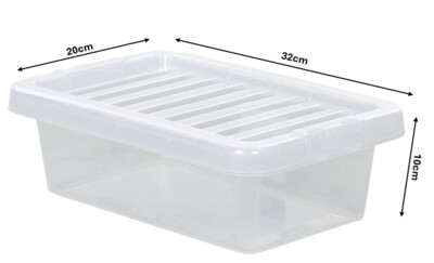 4Ltr Transparent Plastic Crystal Clear Boxes Lid Home Kitchen Storage ...