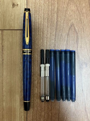 Waterman Fountain Pen Expert Blue Marble Ink Vintage Retro | eBay