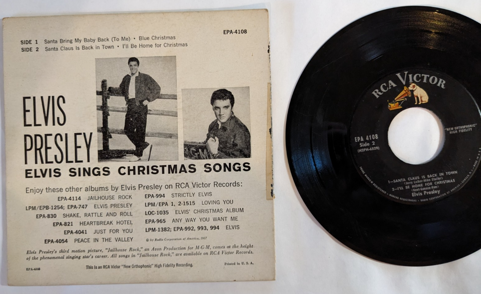 Elvis Presley – Elvis Sings Christmas Songs - EPA-4108 Extended Play 45 ...