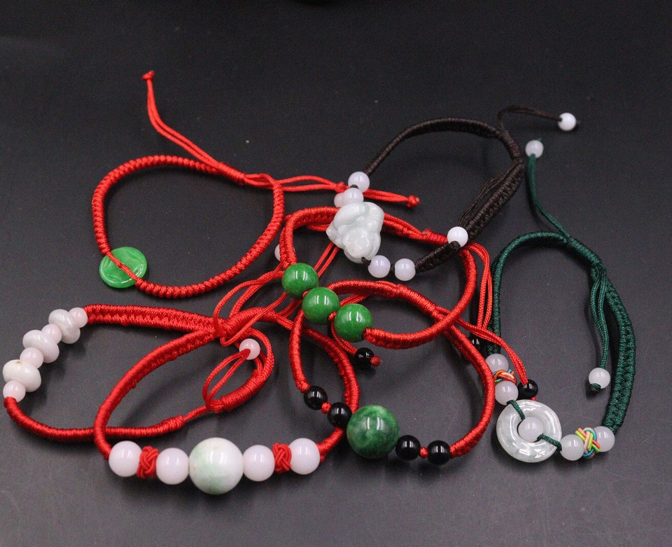 Natural Jade Bracelet For Women Men Chinese Red String Handmade ...