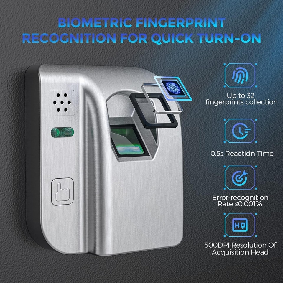 38L Safe Box Fingerprint Electronic Home Security Cabinet Wall Floor ...