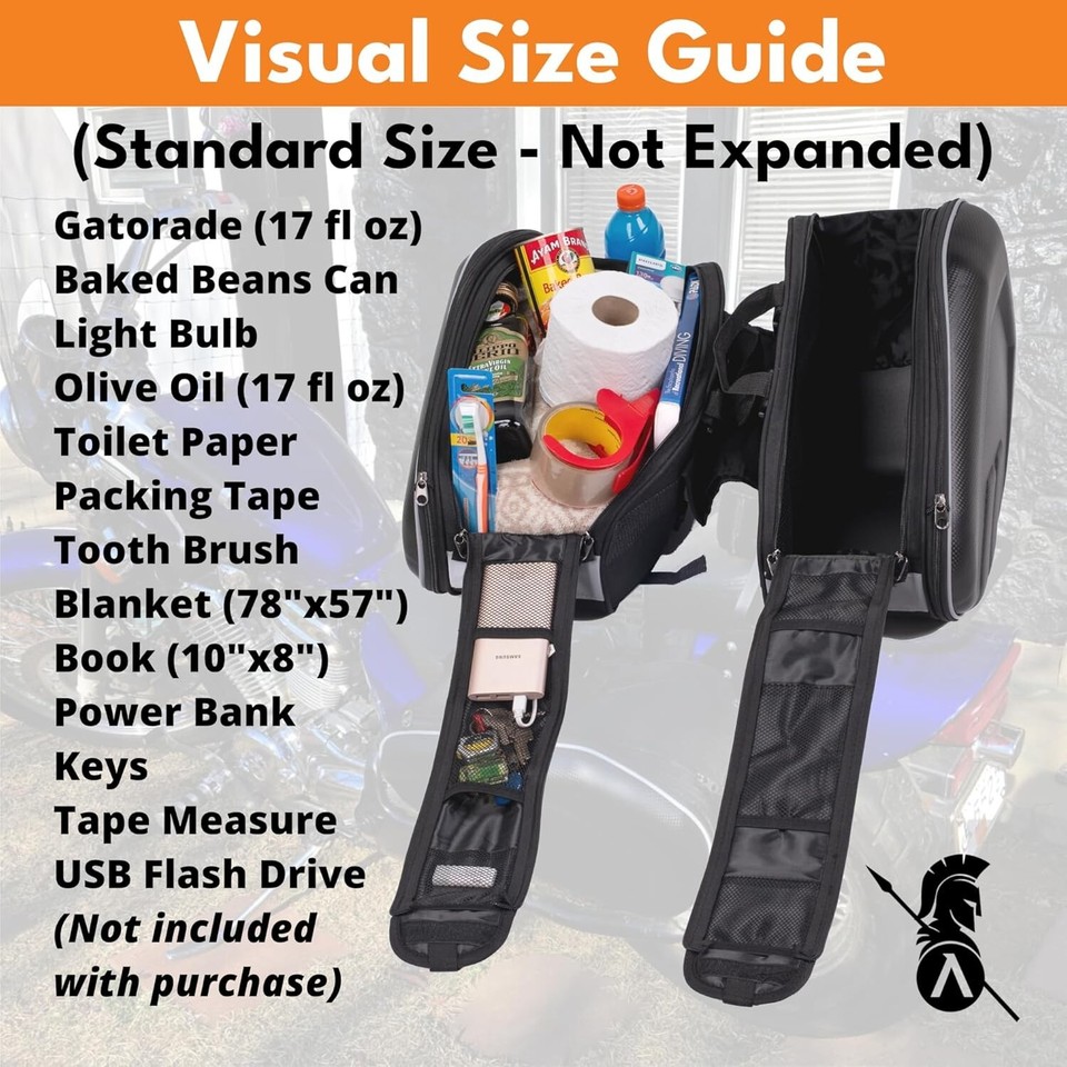 Motorcycle Saddlebags Expandable 58L Waterproof Universal Panniers ...