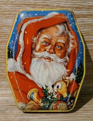 1940's Vintage Father Christmas Santa Claus HORNER Toffee Tin 13.5 x10 ...