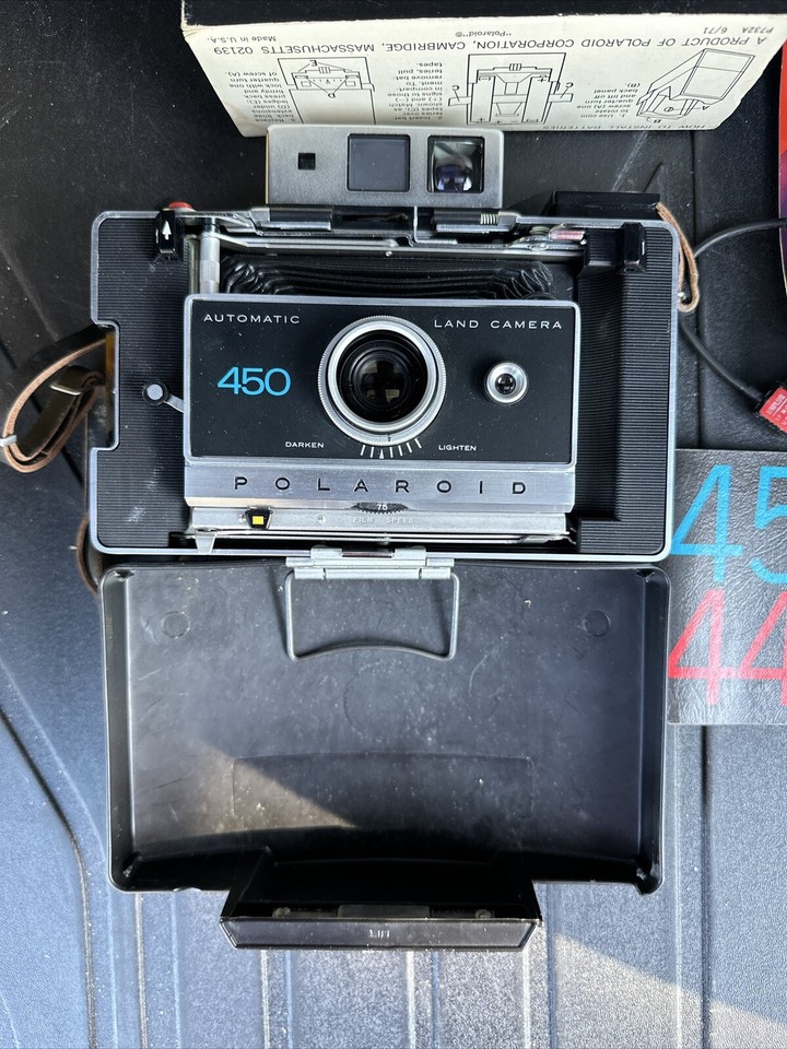 Polaroid 450 Automatic Land Camera With Case, Flash Cube and Manual | eBay