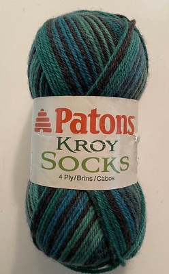 Yarnspirations Patons Kroy Socks Yarn #1 TURQUOISE STRIPES Wool/Nylon ...