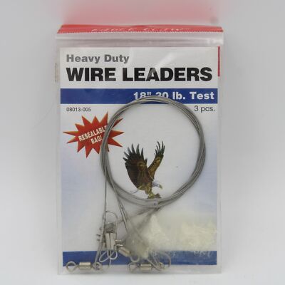 Eagle Claw Fishing Tackle Heavy Duty Wire Leaders 08013-005 18in 30lb ...