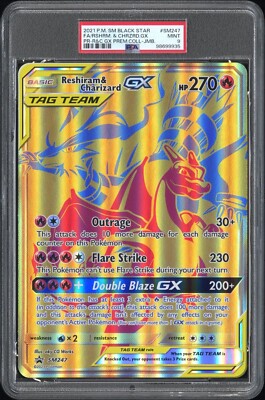 PSA 9 Reshiram & Charizard GX SM247 JUMBO Full Art Gold Promo Pokemon ...