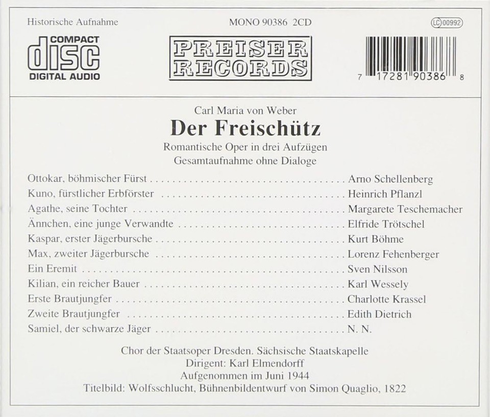 Weber, Carl Maria von Der Freischutz (Schellenberg, Pflanzl) (CD) (UK ...