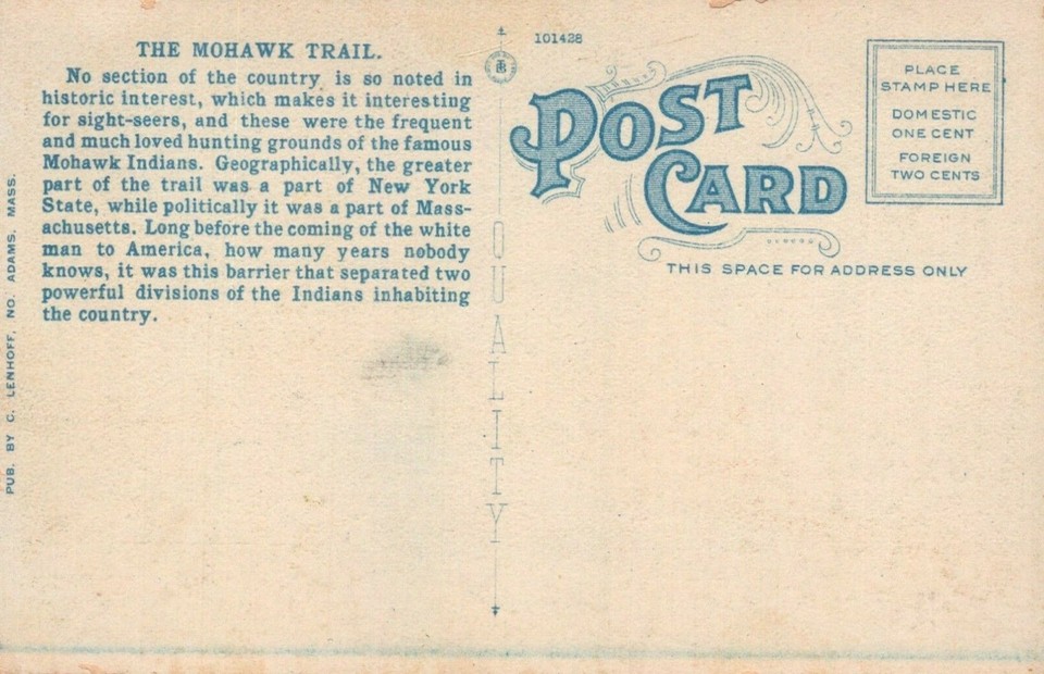 Long Steep Grade On The West Side Mohawk Trail NY Vintage White Border ...