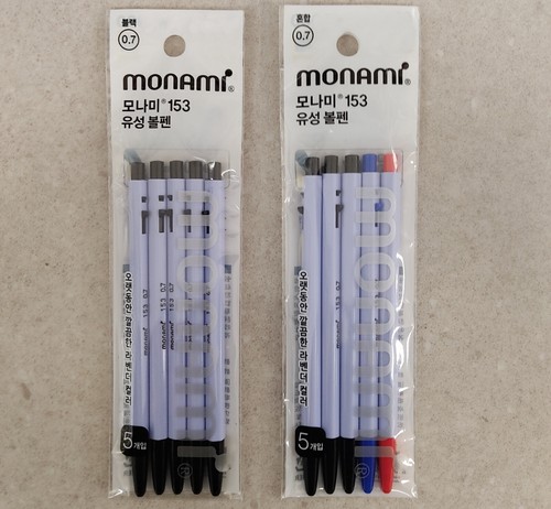 MONAMI 153 0.7mm Ballpoint Pen 10pcs(Black x 8, Red x 1, Blue x 1) Made ...