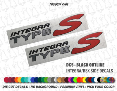 Type S DC5 Decal Badge Emblem Set for Honda Integra Acura RSX - BLACK ...