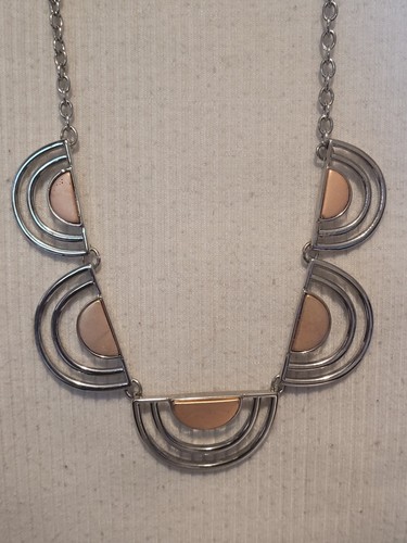 Silver / Rose Gold Coloured Scalloped Half Circle Chain Statement ...