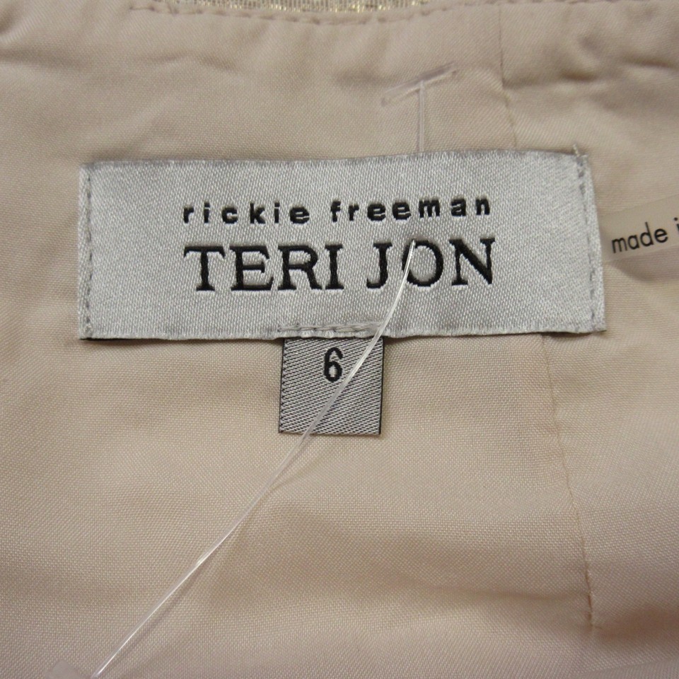 NWT Rickie Freeman Teri Jon Jacquard Side Drape Overlay in Gold Gown 6 ...