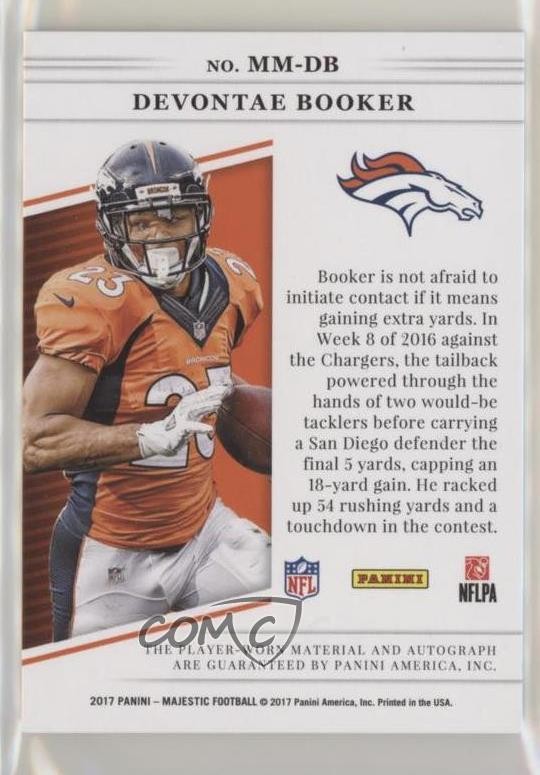 2017 Panini Majestic Majestic Material Auto Red /2 Devontae Booker #MM ...