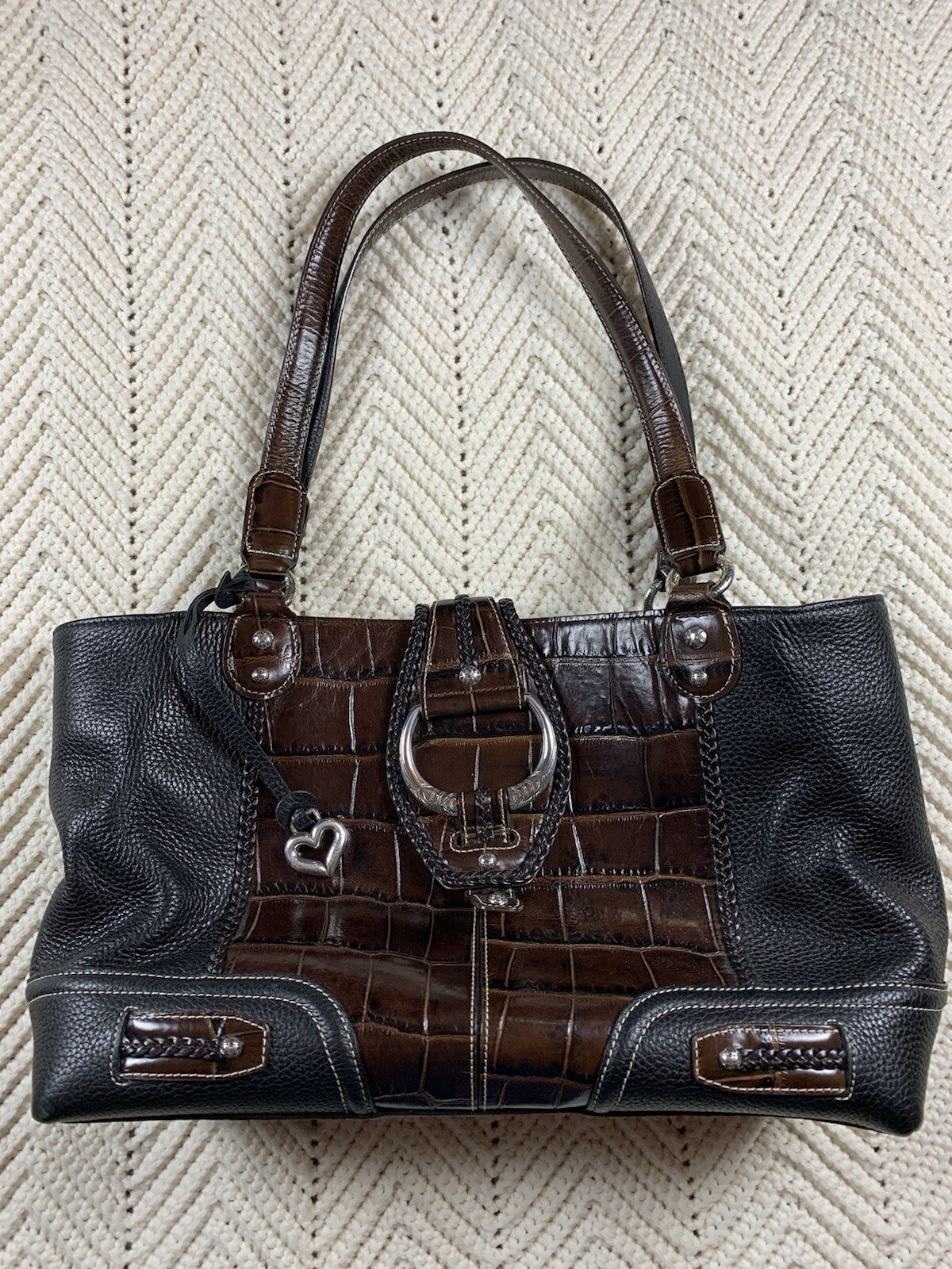 Brighton Croco Embossed Pebble Leather Shoulder Bag - Gem