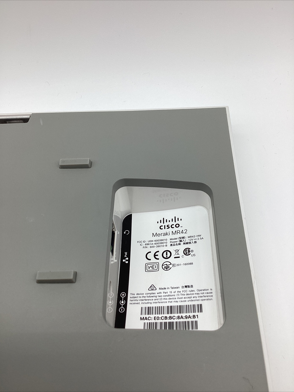 Cisco Meraki MR42 802.11ac Cloud Managed Wireless Access Point 1F05110 ...