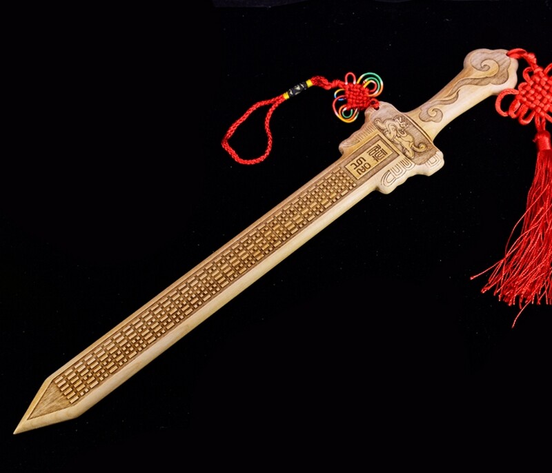 14Inch Natural Peach Wood Sword Taoist Exorcism Blessing Ritual Tool ...
