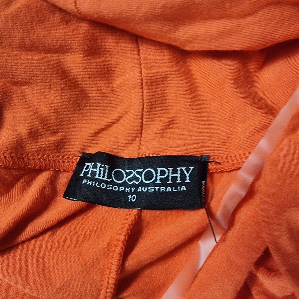 Philosophy Womens Cardigan Top Size 10 Orange Stretch Knit Long Sleeve ...