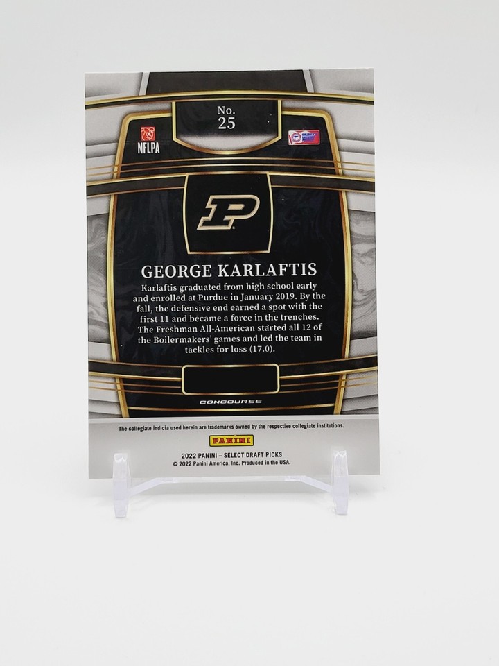 George Karlaftis ROOKIE CARD 2022 Panini Select Draft Picks #25 Purdue ...