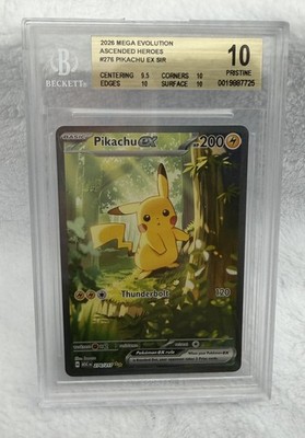 Pokemon TCG Pikachu #276 Ascended Heroes Beckett Pristine 10 BGS 10 W ...