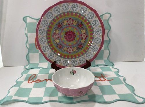 4pc MacKenzie Childs 14” Plate Platter Royal Albert Baking Bliss Bowl ...