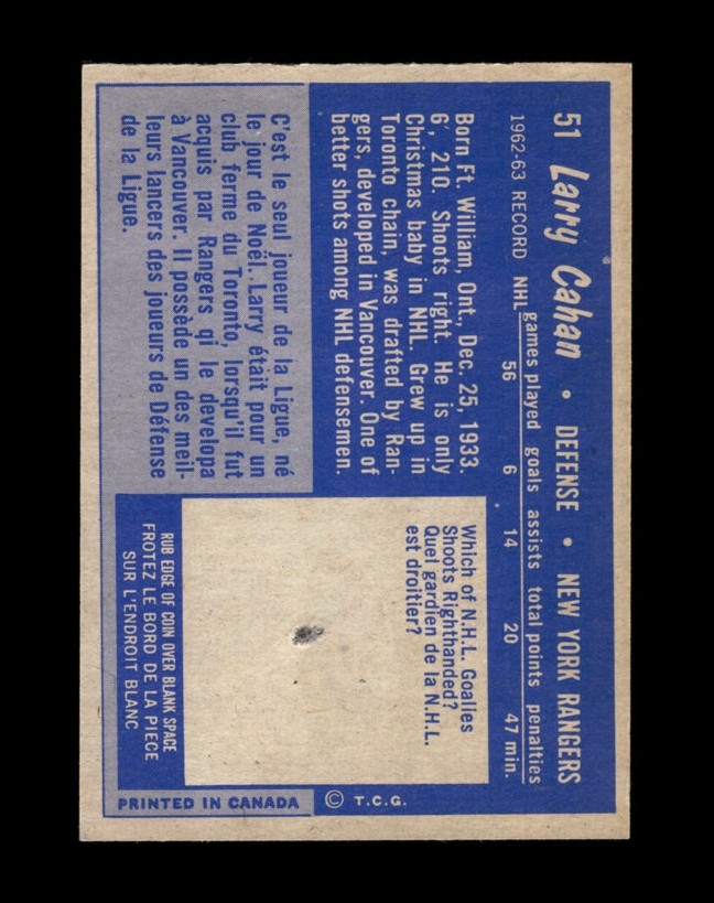 1963-64 Topps Set-Break # 51 Larry Cahan NR-MINT *GMCARDS* | eBay