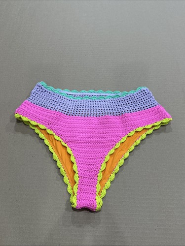 Beach Riot Wyatt Bikini Bottom Women Medium Pink Stretch Crochet ...